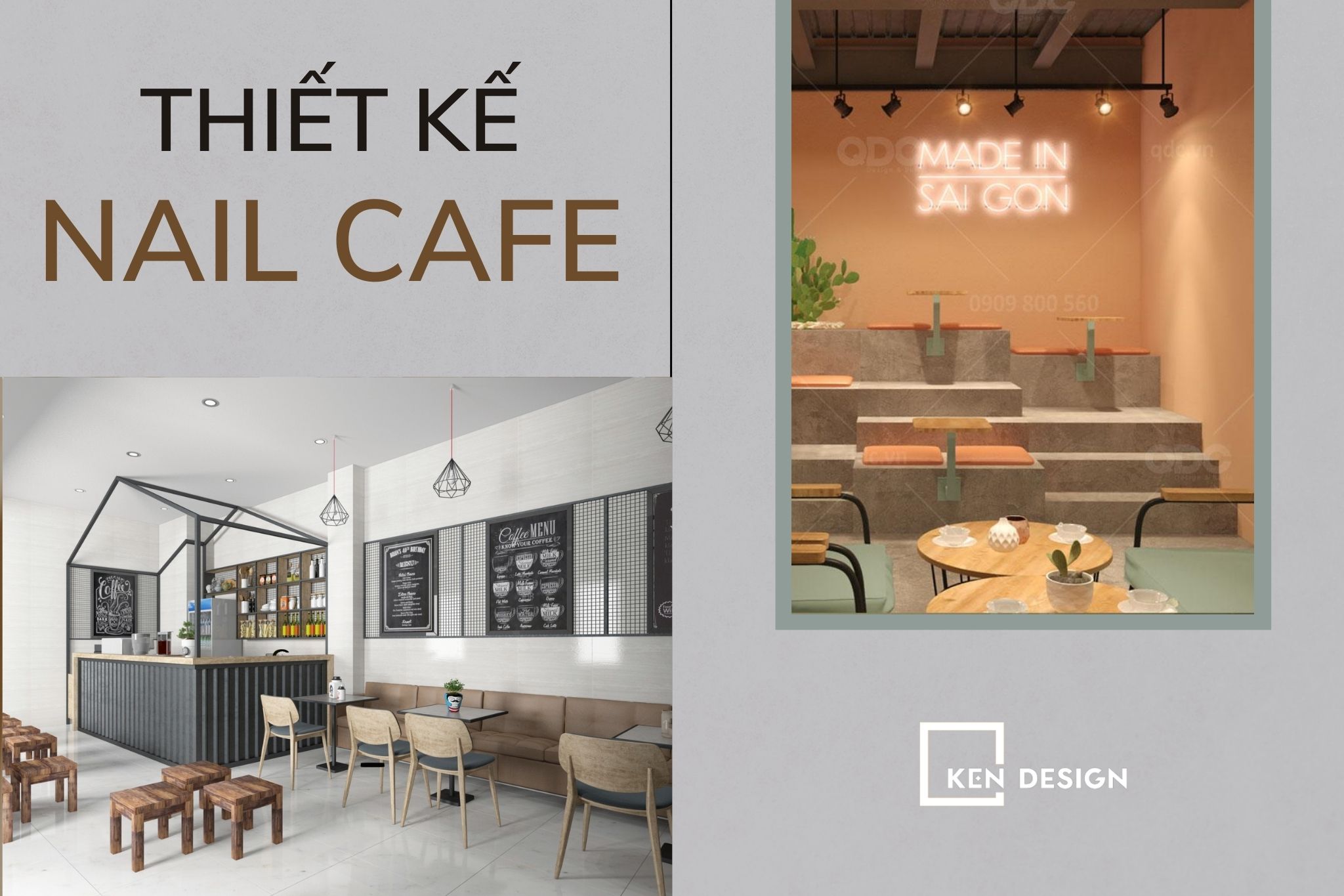 15 mẫu thiết kế tiệm nails và cafe bar hot nhất 2023 | Kendesign